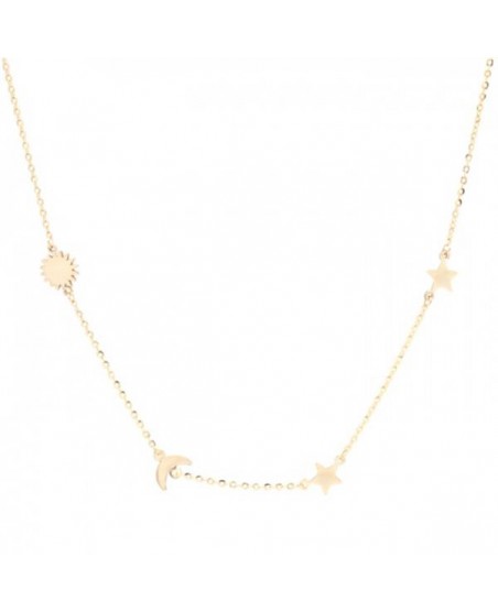 Lant de aur 14K Dama Femei Pandantiv Soare, Luna, Stele din Acasa