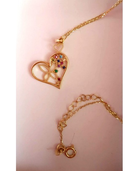 Lantisor dama femei cu pandantiv INIMIOARA din aur 14K din Acasa