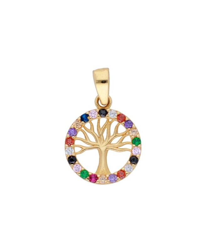 Pandantiv dama din aur 14k femei Pomul Vietii colorat din Acasa