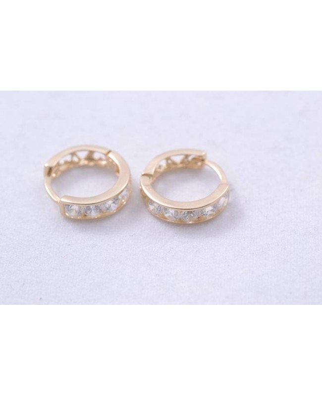 Cercei aur 14K fetite bebelusi rotunzi tortite pietre albe 9 mm din...